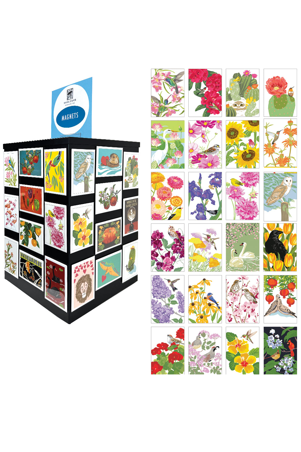 24 Bestselling Birds Magnets with Free Display – Rigel Paper